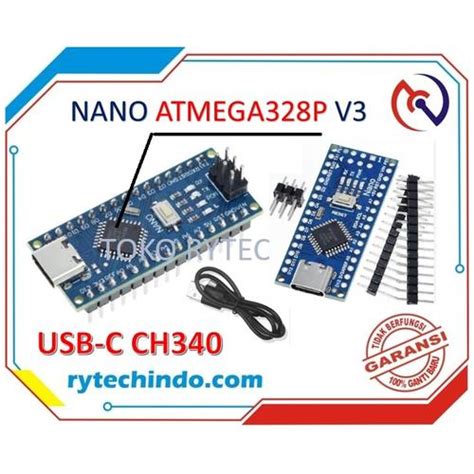 jual arduino nano v3 atmega328p usb type c nano v3 compatible sudah