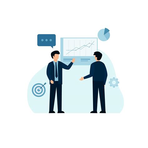 Business Presentation Design Concept Analysts Working Small People And Laptop Screen With Data