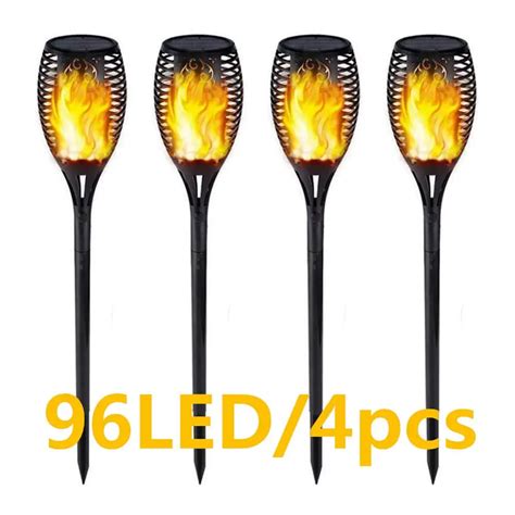 96 светодиодный водонепроницаемый светильник с солнечной батареей мерцающее пламя солнечный