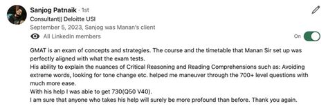 Manan Kumar On Linkedin Gmat730 V40 Gmatsuccess Enzoprep Consistencyiskey Gmatjourney