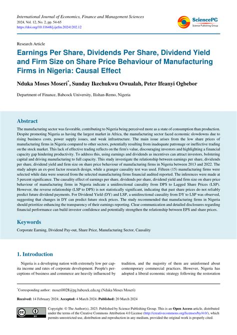 Pdf Earnings Per Share Dividends Per Share Dividend Yield And Firm