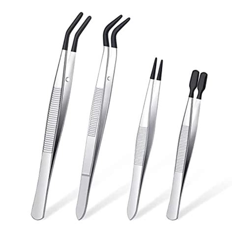 4 Pieces Tweezers Set With Rubber Tips Tweezers Pvc Coated Tweezers Rubber Fine Point Tweezers