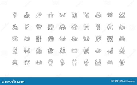 Realtionship Concept Illustration Linear Icons Line Signs Set Vector