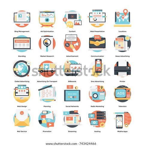 디지털 광고 캠페인 및 인터넷 마케팅 스톡 벡터로열티 프리 743424466