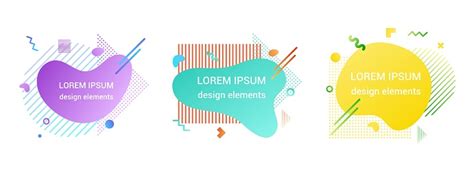 3 현대 액체 추상 요소 모양 그라데이션 복고풍 스타일 디자인 유체 벡터 화려한 일러스트 배너 설정 간단한 모양 템플릿 프리 젠 테이 션 전단지 브로셔 흰색 배경에 고립 0
