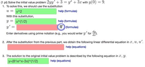 solved solve the initial value problem 2yy 3 y 2 3x