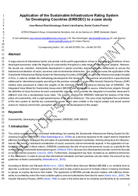 Pdf Application Of The Sustainable Infrastructure Rating System For