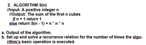 Solved 2 Algorithm Sn Iinput A Positive Integer N