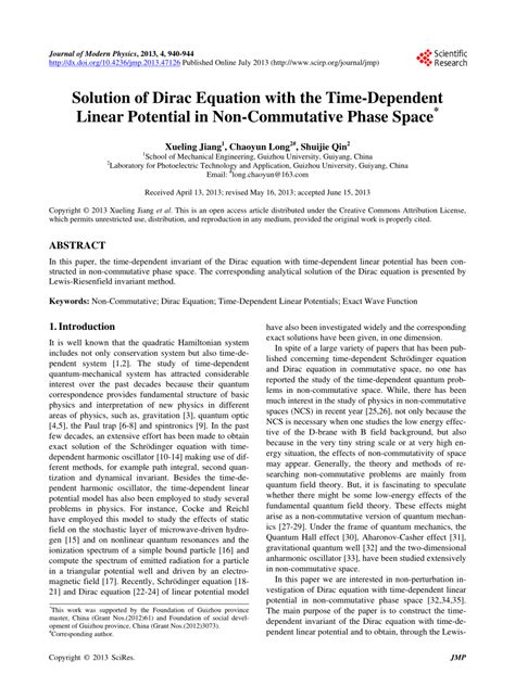 Pdf Solution Of Dirac Equation With The Time Dependent Linear