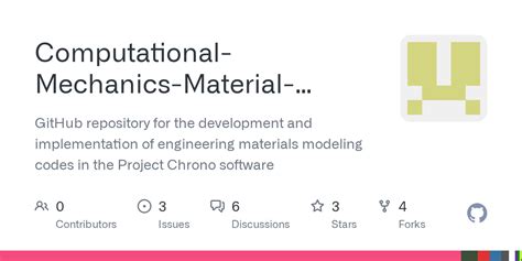 GitHub Computational Mechanics Material Models Chrono Mechanics GitHub Repository For The
