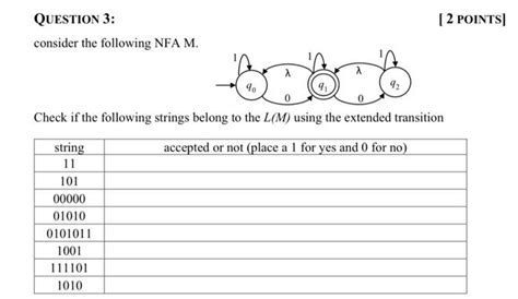 Solved Question 3 2 Points Consider The Following Nfa M
