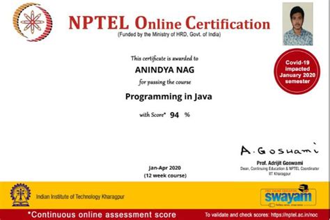 anindya nag on linkedin programming in java nptel swayam