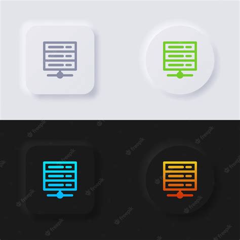 Premium Vector Server Icon Set Multicolor Neumorphism Button Soft Ui