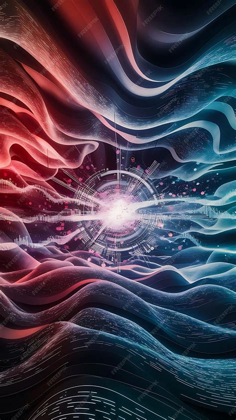 Abstract Digital Background Big Data Visualization Futuristic Technology Wave 3d Rendering