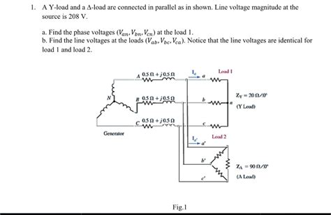 solved 1 a y load and delta load are connected in parallel