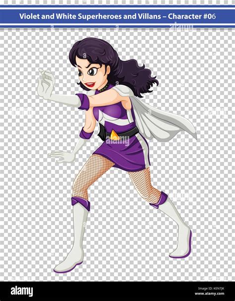 Illustration Of A Female Violet And White Superhero Stock Vector Image And Art Alamy