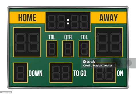 미식 축구 점수 판 투명 한 배경에 고립 된 인포 그래픽으로의 크리에이 티브 벡터 일러스트 아트 디자인 스포츠 게임 점수 디지털 Led 점 추상 개념 그래픽 요소 Down
