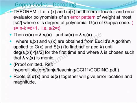 Justesen Codes Alternant Codes Goppa Codes Ppt