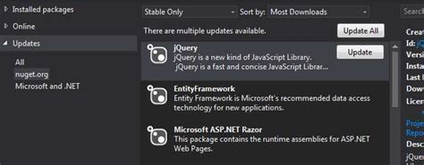 mvc does nuget automatically upgrade installed packages to