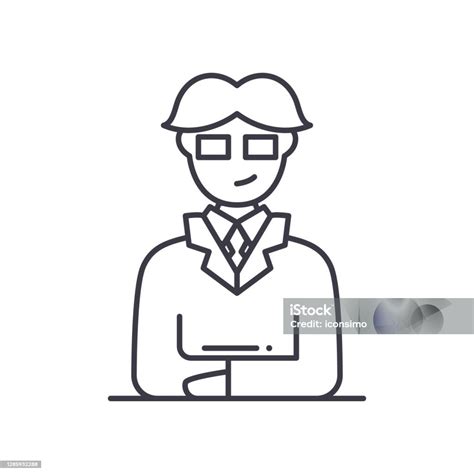 셰프 임원 아이콘 선형 절연 일러스트레이션 씬 라인 벡터 웹 디자인 사인 흰색 배경에 편집 가능한 스트로크가 있는 개요 개념