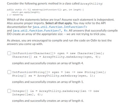 Solved Consider The Following Generic Method In A Class