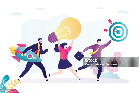 비즈니스 팀이 앞으로 나아갑니다 아이디어에서 목표에 이르기까지 비즈니스 프로젝트 개발 성공적인 새로운 시작 관리 팀워크 함께 일하는 동료 모든 관리자는 업무의 일부를 가지고