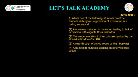 Intergenic Suppression Of Mutation In Coding Sequence Csir Net Life