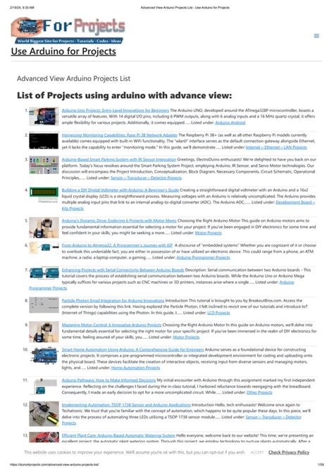 Advanced View Arduino Projects List Use Arduino For Projects 1pdf
