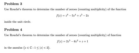 Solved Problem Use Rouché s theorem to determine the Chegg