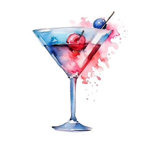 Premium Vector Watercolor Vector Martini On White Background