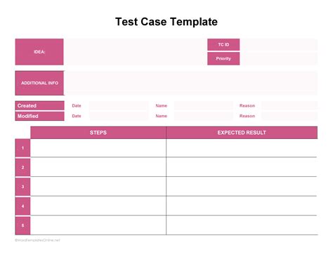 Free Test Case Templates Word And Excel