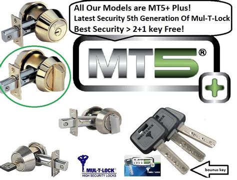 Mul T Lock Mt5 Deadbolt Hercular Single Thumbturn 3 Keys Bright Brass