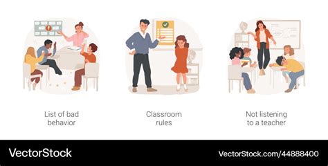 Classroom Misbehavior Cartoon Set Royalty Free Vector Image