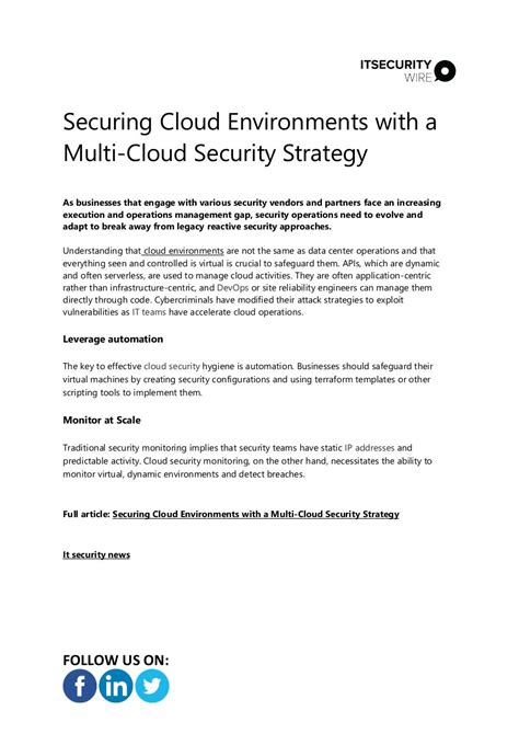 Securing Cloud Environments With A Multi Cloud Security Strategy Pdf