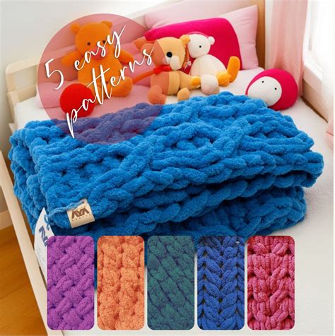 Chunky Finger Knit Loop Yarn Blanket Patterns Etsy
