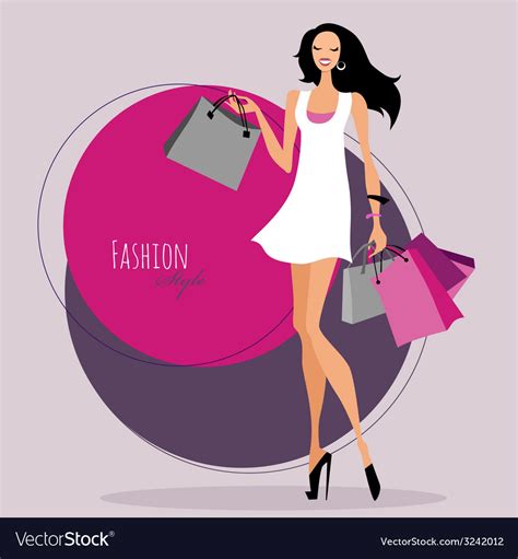 Fashion Girl Woman With Shopping Bags Royalty Free Vector