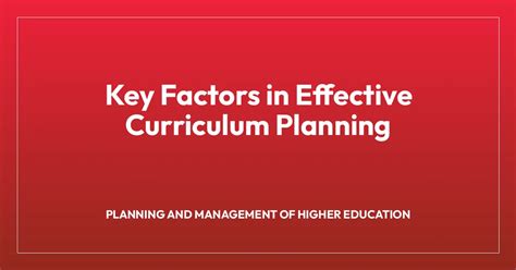Key Factors In Effective Curriculum Planning • Teachers Institute