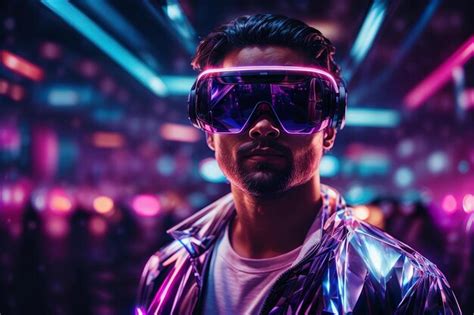 Premium Photo One Man Playing Video Game With Smart Glasses Generative