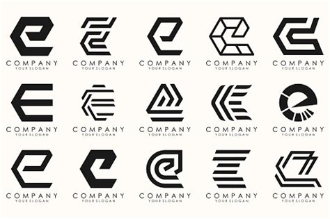 편지 E 추상 로고 디자인 기호의 컬렉션입니다 문자가 있는 기하학적 로고 메가 컬렉션 0명에 대한 스톡 벡터 아트 및 기타 이미지 0명 개발 개체 그룹 Istock