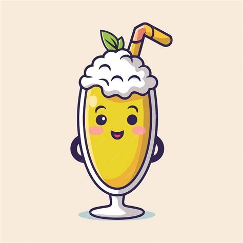 Premium Vector Cute Mango Lassi Simple Minimalism Flat Color Vector