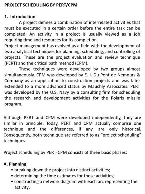 Project Scheduling By Pert Cpm Pdf Applied Mathematics