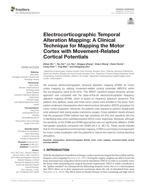 Pdf Electrocorticographic Temporal Alteration Mapping A Clinical Technique For Mapping The