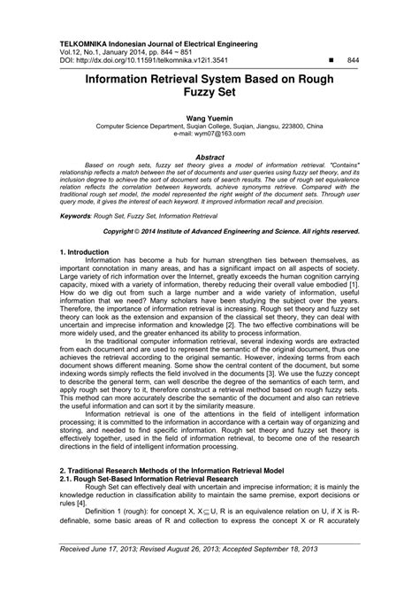 Pdf Design Of Information Retrieval System Using Rough Fuzzy Set