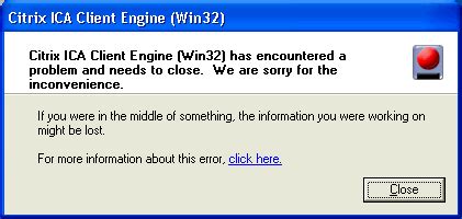 ICA Client Engine Has Encountered A Problem WinCert