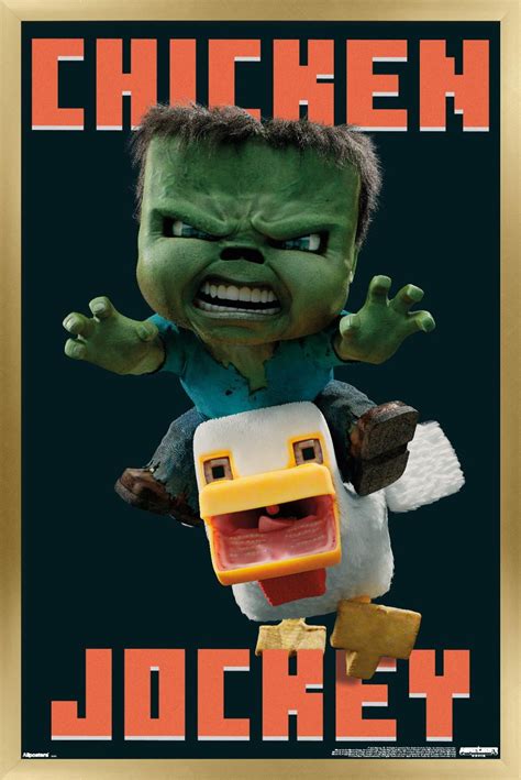 A Minecraft Movie Chicken Jockey Wall Poster 22375 X 34 Framed