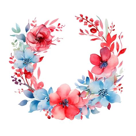 Premium Photo Watercolor Flower Wreath Clipart