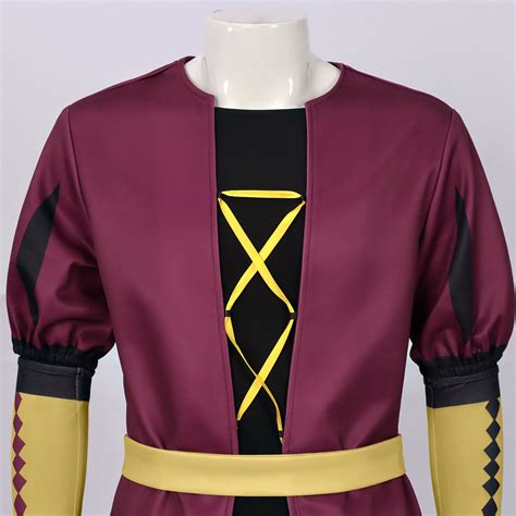 Adult Men The Freak Circus Pierrot Cosplay Costume Burgundy Red Outfit