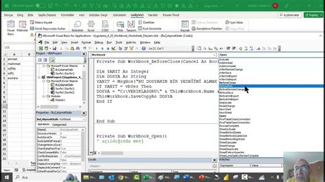 Excel Vba Programlama Uygulama 4 20 Workbook Ve Worksheet Olayları