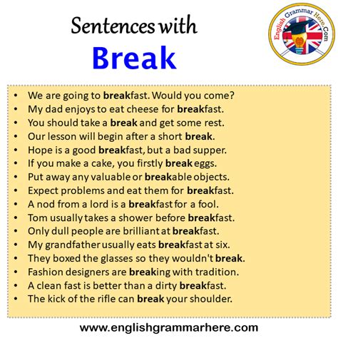 Sentences With Break Break In A Sentence In English Sentences For Break English Grammar Here