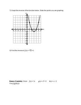Quiz Function Operations Compositions Inverses By Stephanie Sweeney